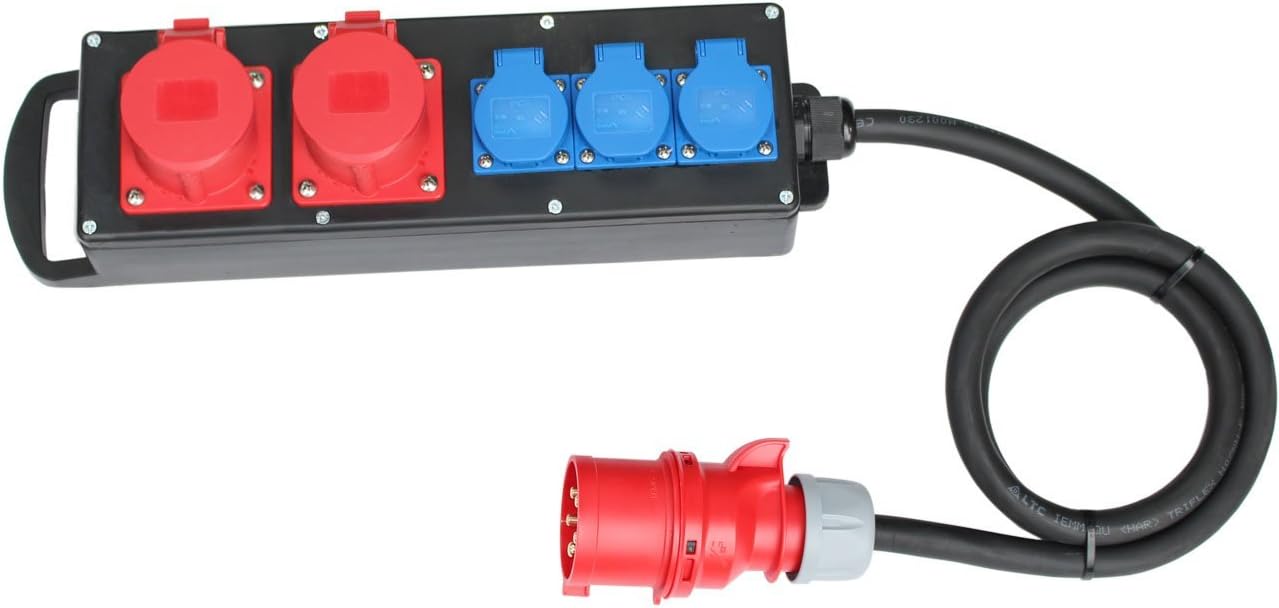 CEE Stromverteiler 16A / 400V zu 2x16A 3x230V Vollgummi Verteiler ...