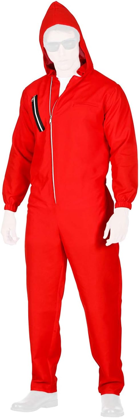 com-four® red jumpsuit with hood – carnival costumes for adults – bank ...