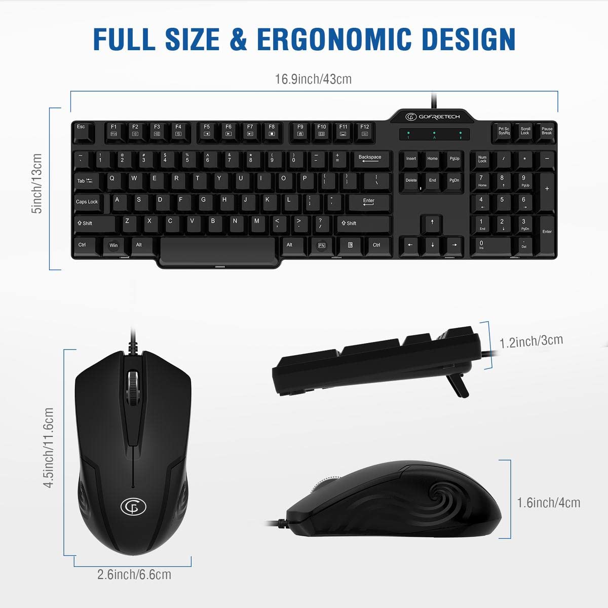 Mua Wired Keyboard and Mouse Combo, Gofreetech Full-Size Keyboard and ...