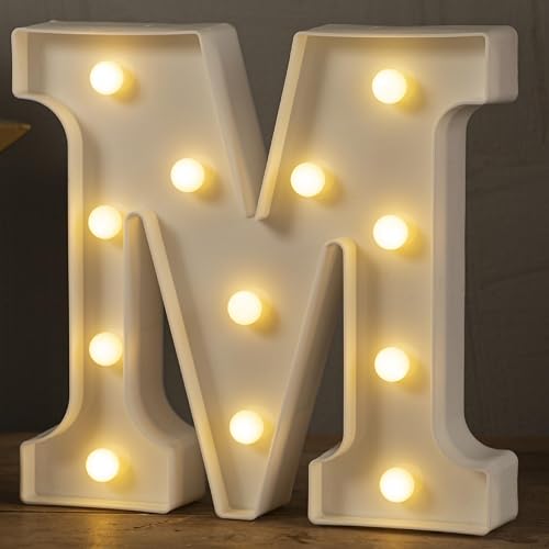 LED Marquee Letters Lights Sign-M, HXWEIYE Led Letters Lights 26 ...
