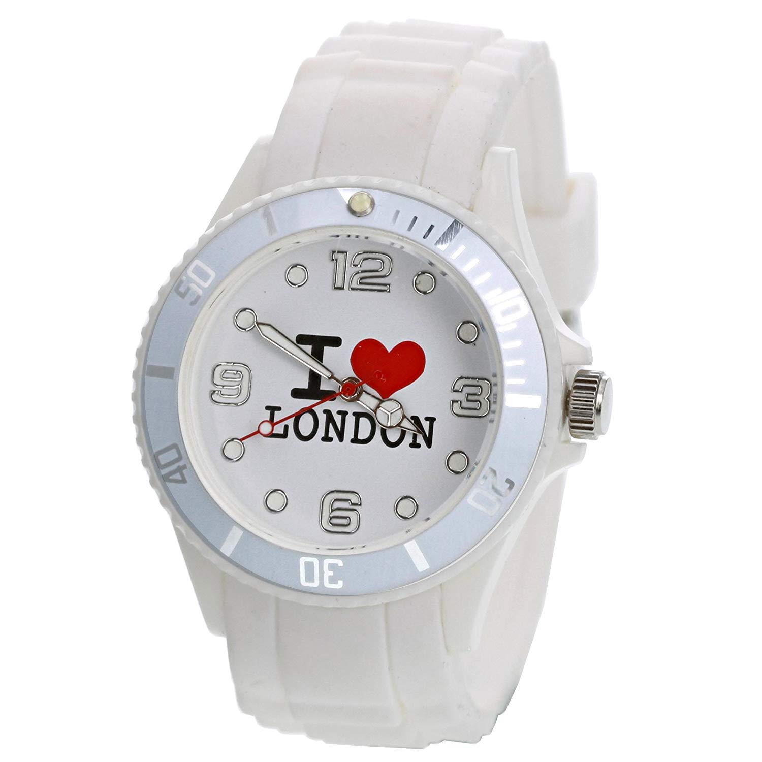 Citron Unisex White Dial 'I Love London' Fashion Rubber White Strap ...