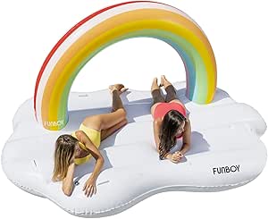 Amazon.com: FUNBOY Giant Inflatable Rainbow Cloud Daybed Pool Float, Luxury Float for Summer ...