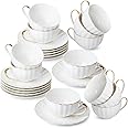 Amazon.com | BTaT- White Tea Cups and Saucers Set of 12 (7 oz ...