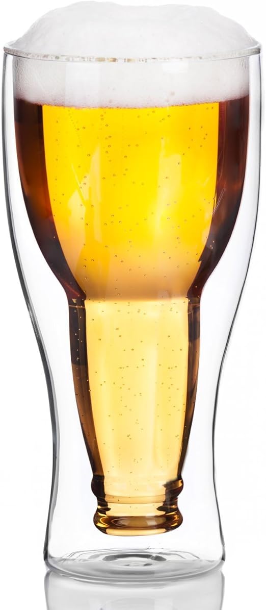Double-walled beer glass Inside Out Inserted beer bottle in glass ...