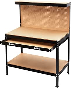 Finether Heavy Duty Steel Workbench Tool Table, Multi-Purpose Work ...