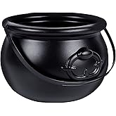 Amazon.com | 6 Pack 9.5" Black Plastic Cauldron Halloween Candy Bowl ...