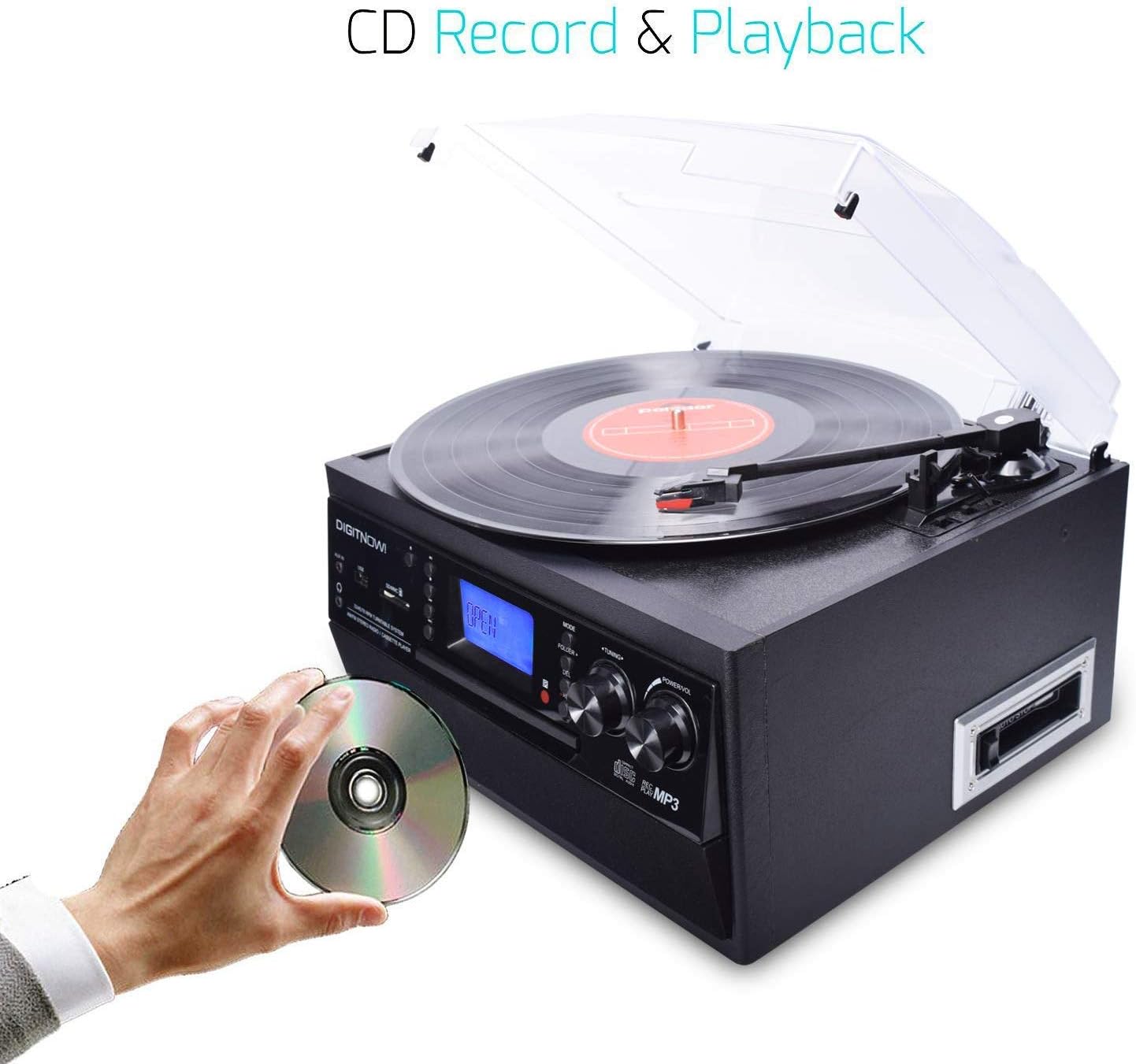 DIGITNOW! Bluetooth Viny Record Player, Turntable for CD, Cassette, AM ...