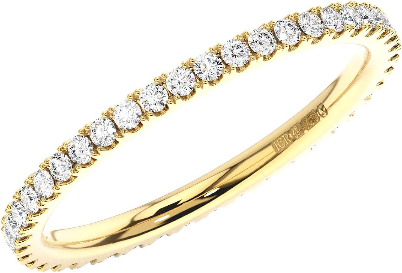 2 MM Fishtail Set Round Brilliant Cut Diamonds Full Eternity Ring in ...