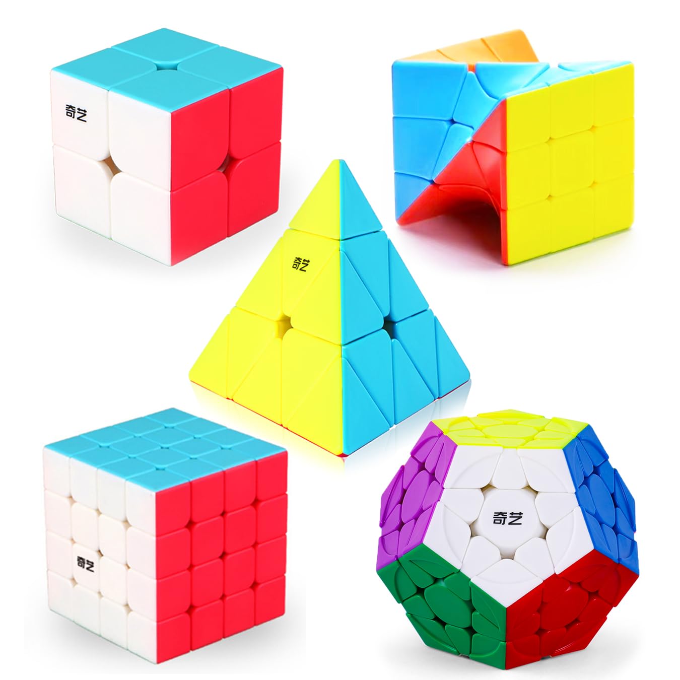 Speed Cube Set, 2x2, 4x4, Megaminx, Pyramid and Twist Cubes ...
