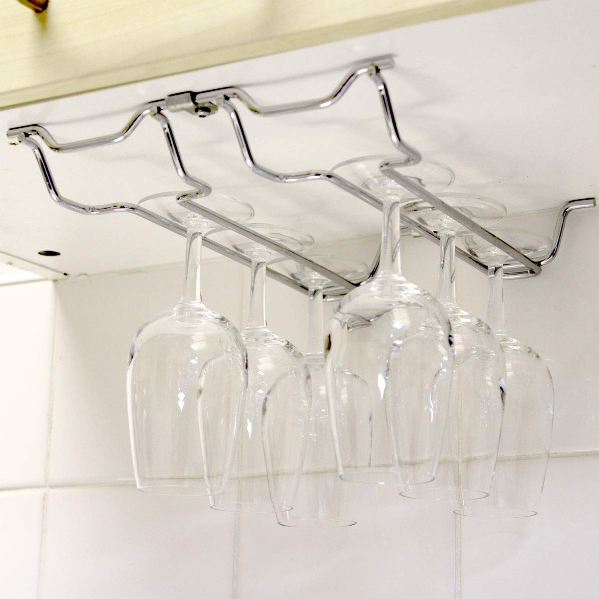 Wine Glass Hanging Rack - 2 Columns: Amazon.co.uk: Kitchen & Home
