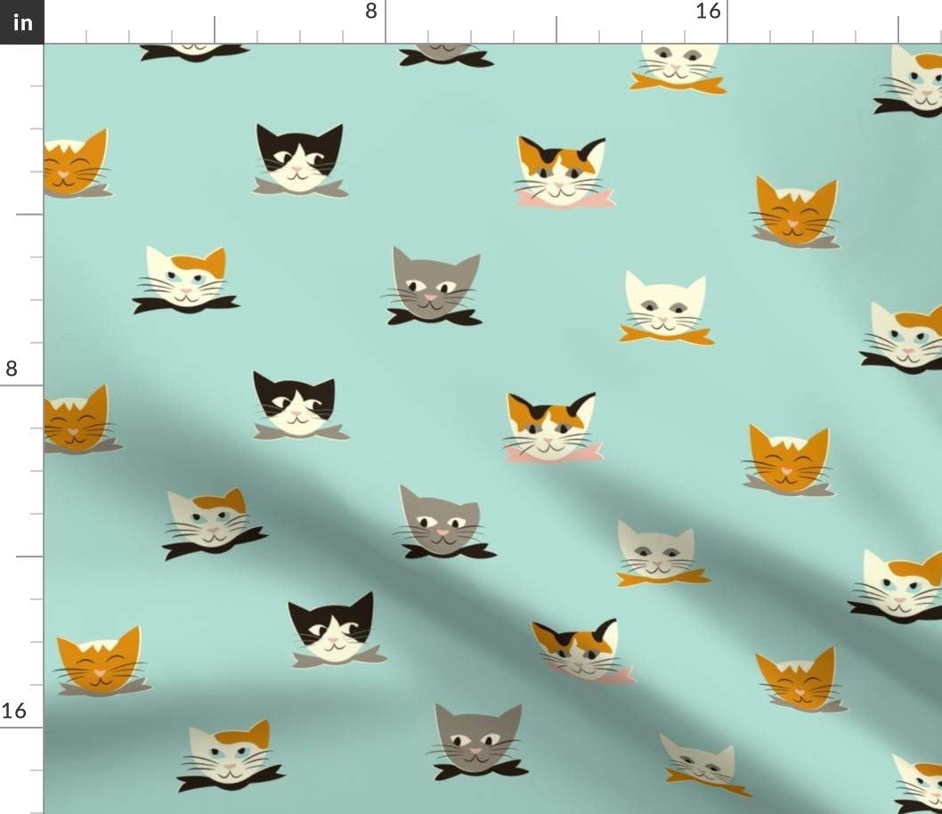 Amazon.com: Spoonflower Fabric - Vintage Kitties Cats Cat Print Retro ...