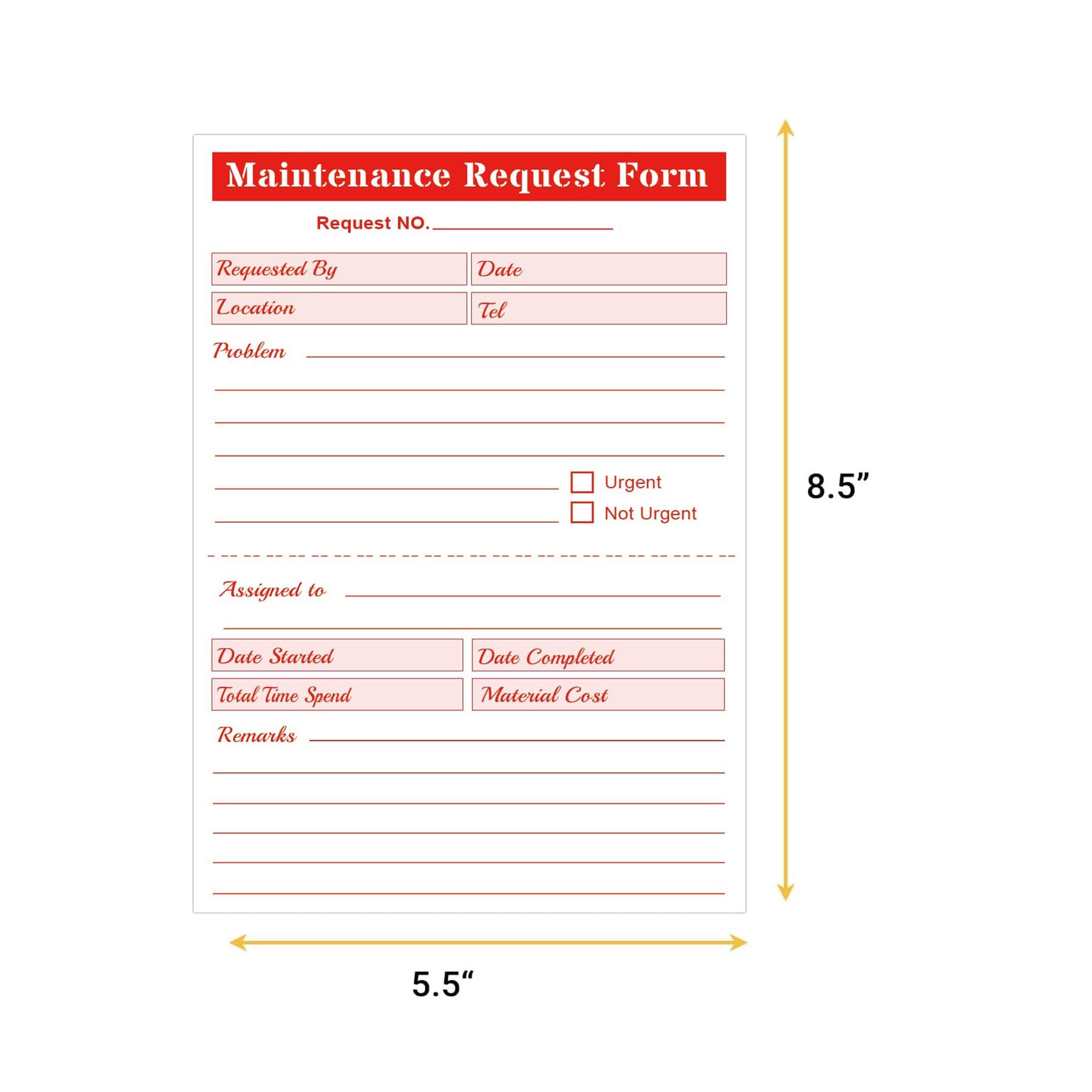 Mua Maintenance Request Book Forms 5.5 x 8.5 Inch 2 Part Carbonless ...