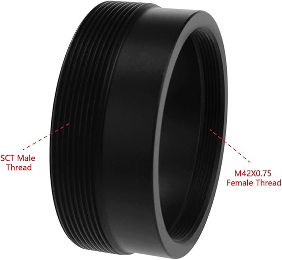 Amazon.com : Astromania M42X0.75 Female to SCT Male Thread (2", 24 TPI) Telescope Adapter ...