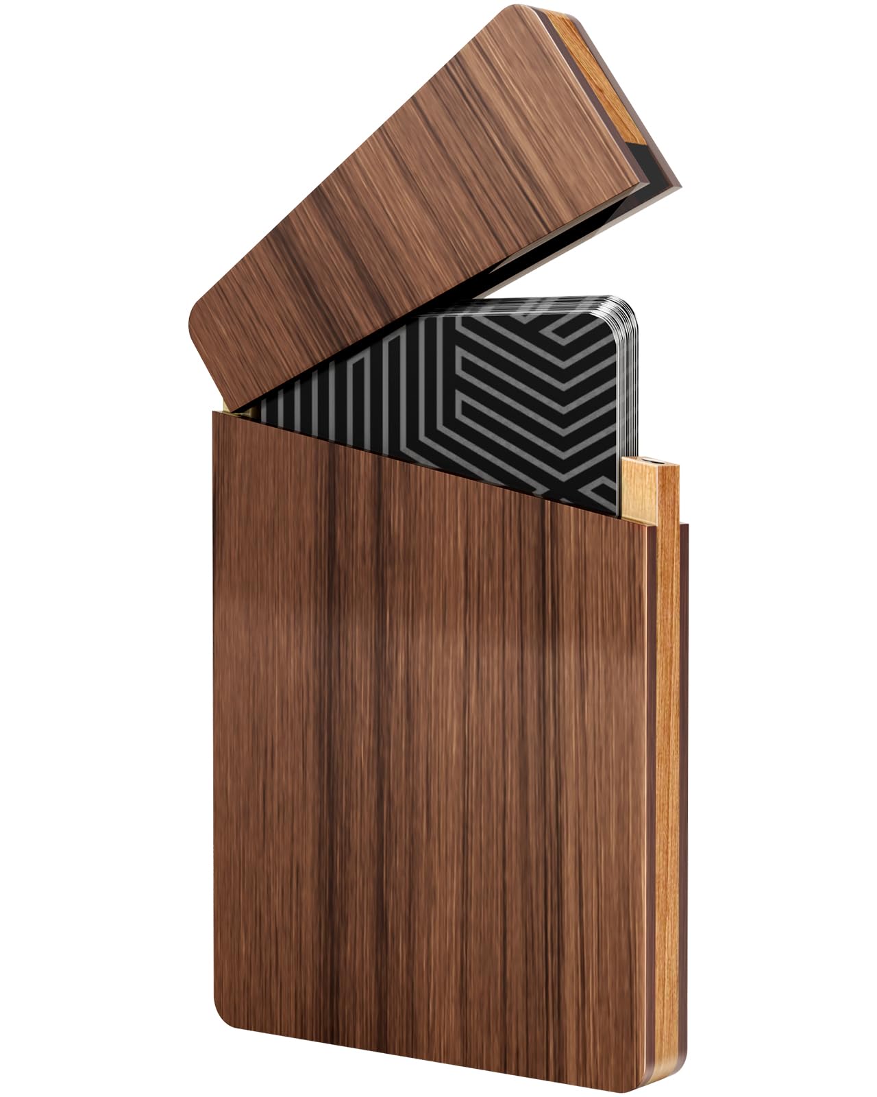 MaxGear Premium Wooden Business Card Holder for Men Natural Wood ...