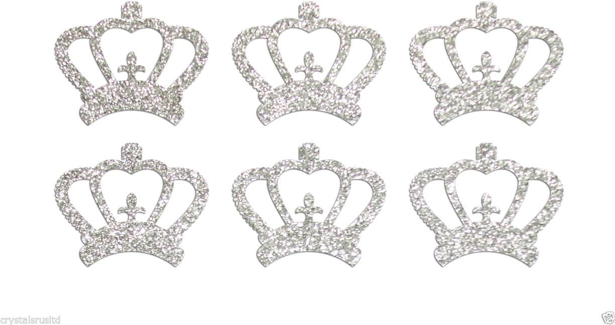 CrystalsRus 24 Silver Crowns Self Adhesive Glitter Stickers Card making ...