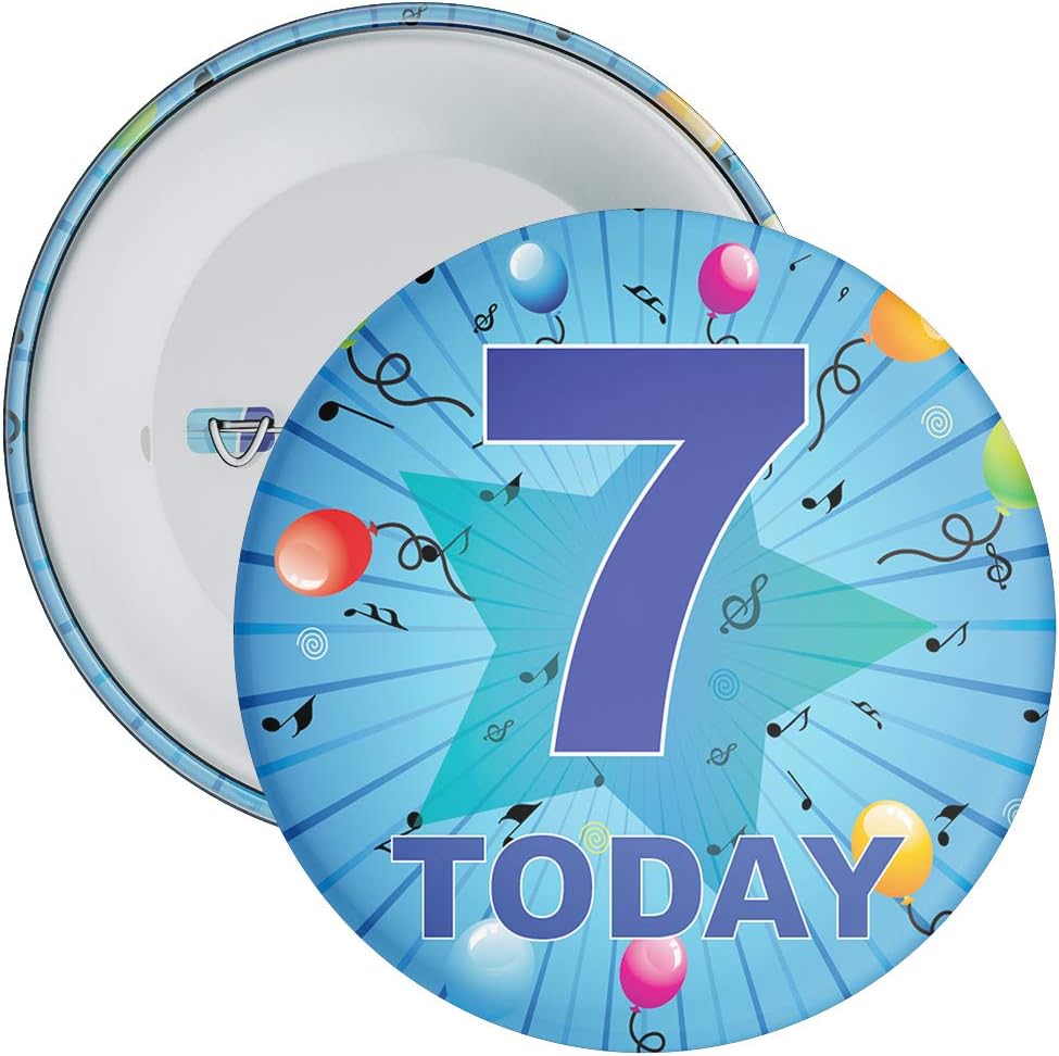 Blue 7th Birthday Badge in a choice of sizes (59mm): Amazon.co.uk: Toys ...