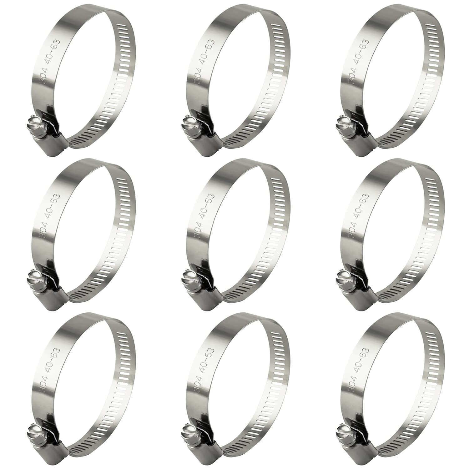 ZIPCCI Hose Clamp, 2 Inch Stainless Steel Worm Gear fuel line clamps ...