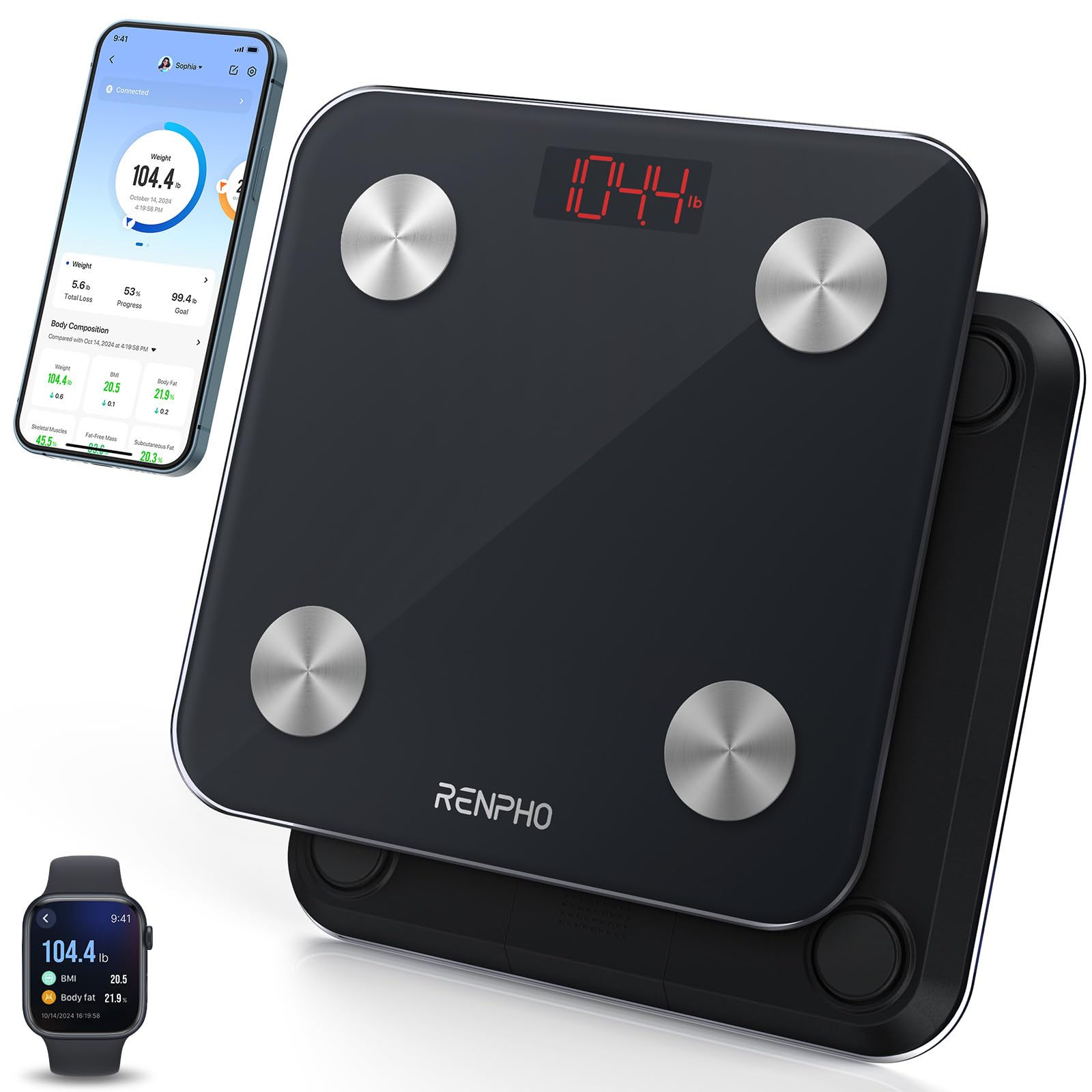 RENPHO Smart Scale for Body Weight, Digital Bathroom Scale with ...