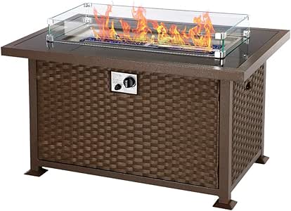 Amazon.com: U-MAX 44in Outdoor Propane Gas Fire Pit Table, 50,000 BTU ...
