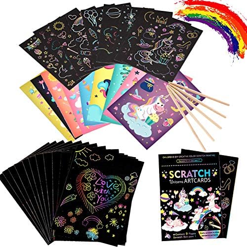 HighFun Scratch Art Set with Pattern for Kids,49 PCS Rainbow Magic ...