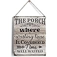 Amazon.com : Porch Sign Gifts, Rustic the Porch Where Wasting Time ...
