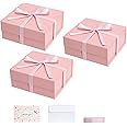 Amazon.com: NOVELTYBOXUSA Pink Gift Boxes with Lids Pack of 3, 6x6x3 ...