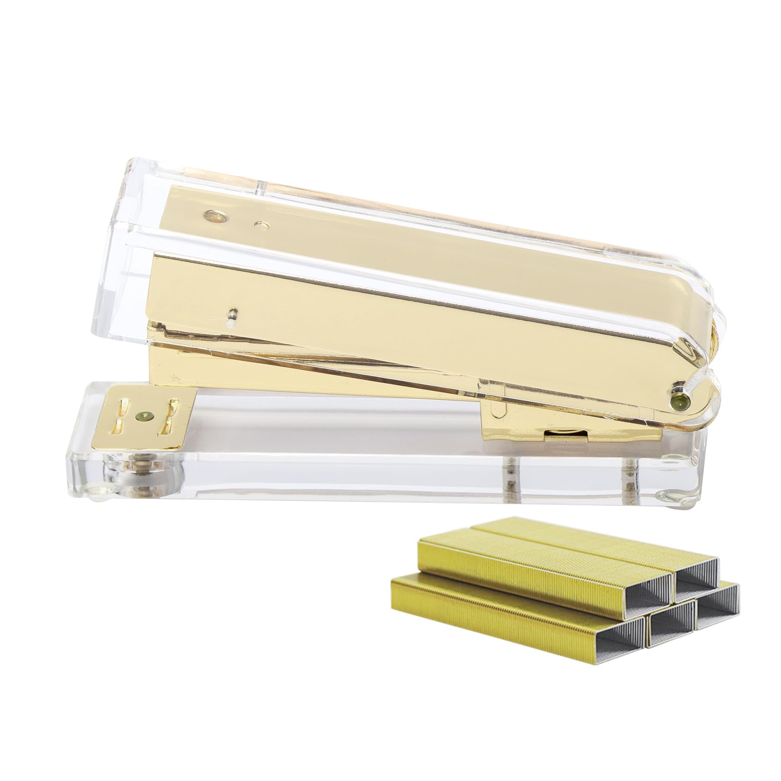 NatSumeBasics Clear Stapler with Pure Gold Staples Standard Staper with ...