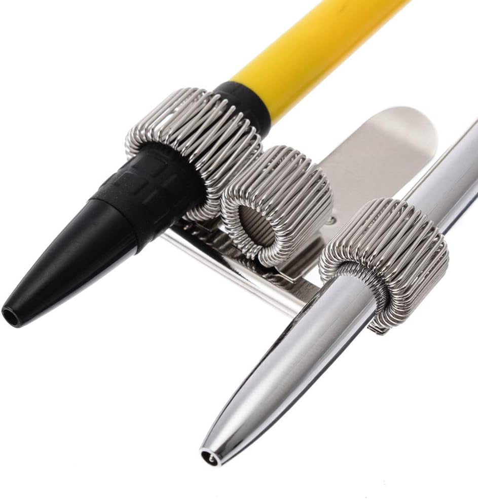 Triple Metal Pen Holder with Pocket Clip for Notebook and Clipboard ...