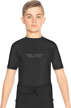 Amazon.com: Elite Sports Rash Guards for Boys and Girls, Short Sleeve ...