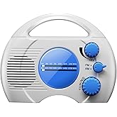 Amazon.com: Shower Radio Built in Speaker, Hanging Bathroom Radio with ...
