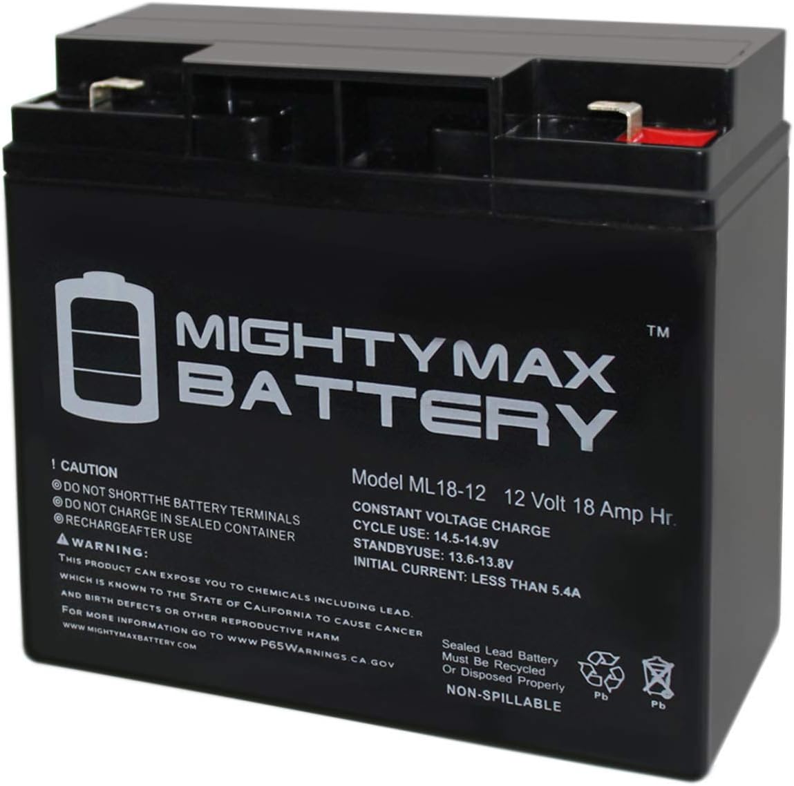 Amazon.com: Mighty Max Battery 12V 18AH F2 SLA Replacement Battery for ...