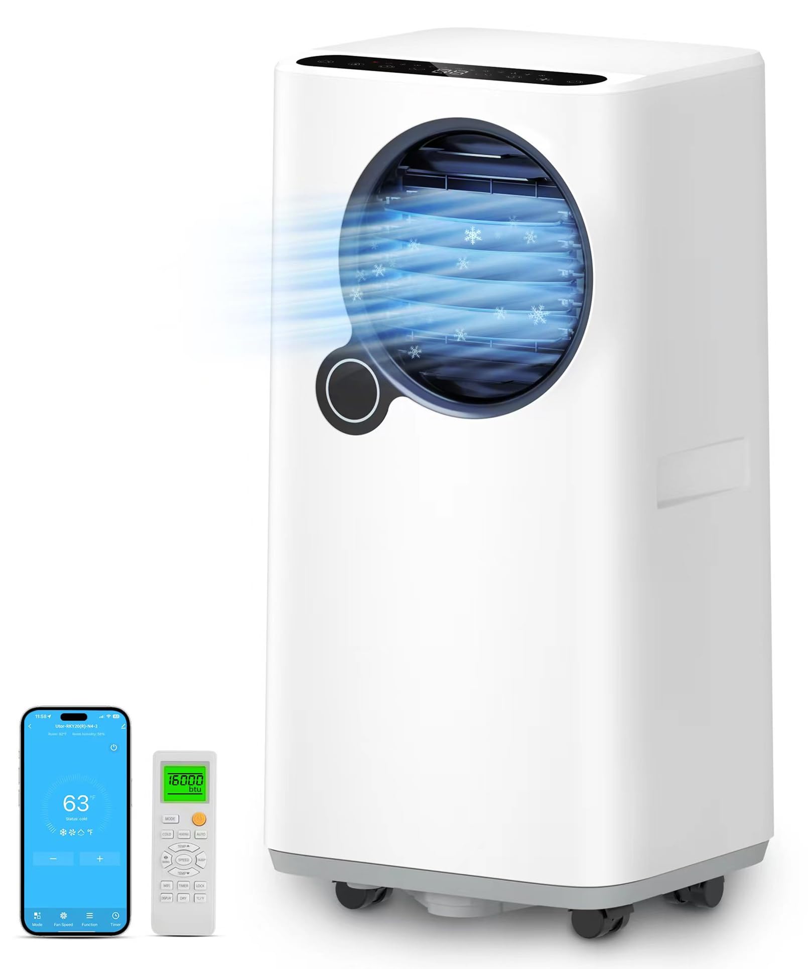 Portable Air Conditioners 16,000 BTU with Dual Hose Dehumidifier ...