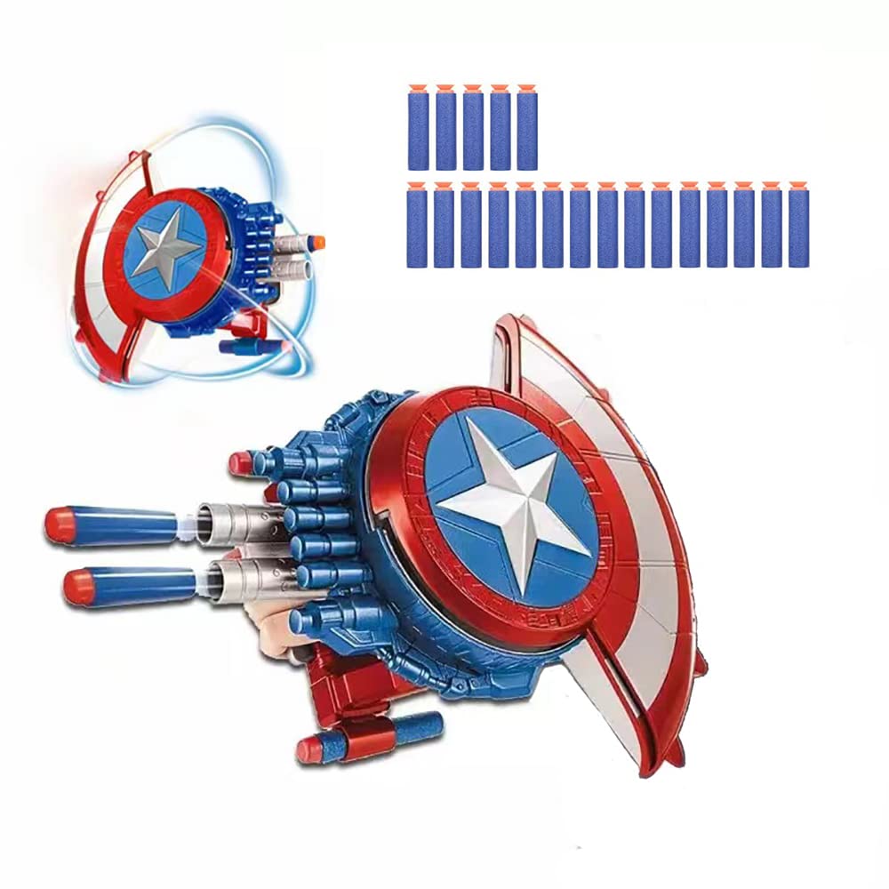 Captain America Dart Shooting Shield and 20 Darts Nerf Guns Toy, Kids ...