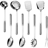 Amazon.com: 304 Stainless Steel Kitchen Utensil Set - 9 PCS Serving Utensils, Cooking Utensil ...