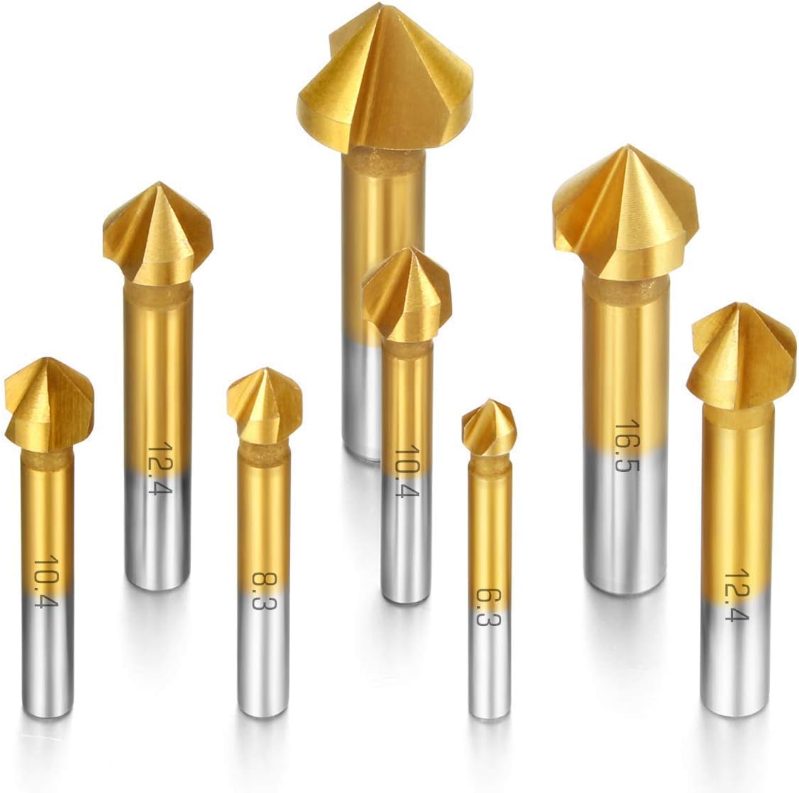 Camtek 8 pcs HSS Countersink Drill Bit Set 90 Degree Countersink Bits ...