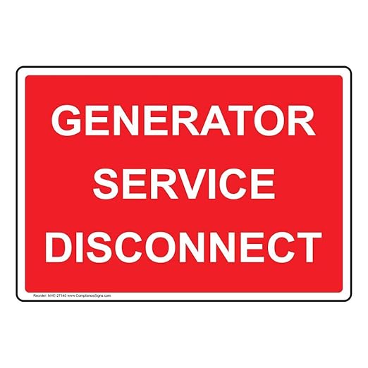Generator Service Disconnect Label Decal, 5x3.5 in. 4-Pack Vinyl for ...