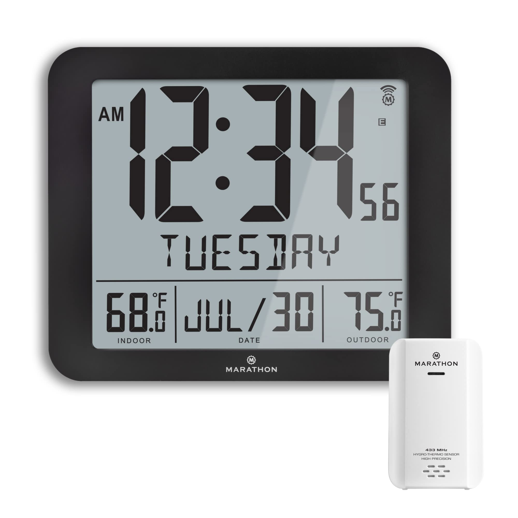Mua MARATHON Slim Atomic Wall Clock, Black - Large 10-Inch Full ...