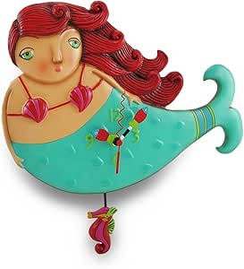 Amazon.com: Allen Designs `Ruby` Whimsical Mermaid Pendulum Wall Clock ...