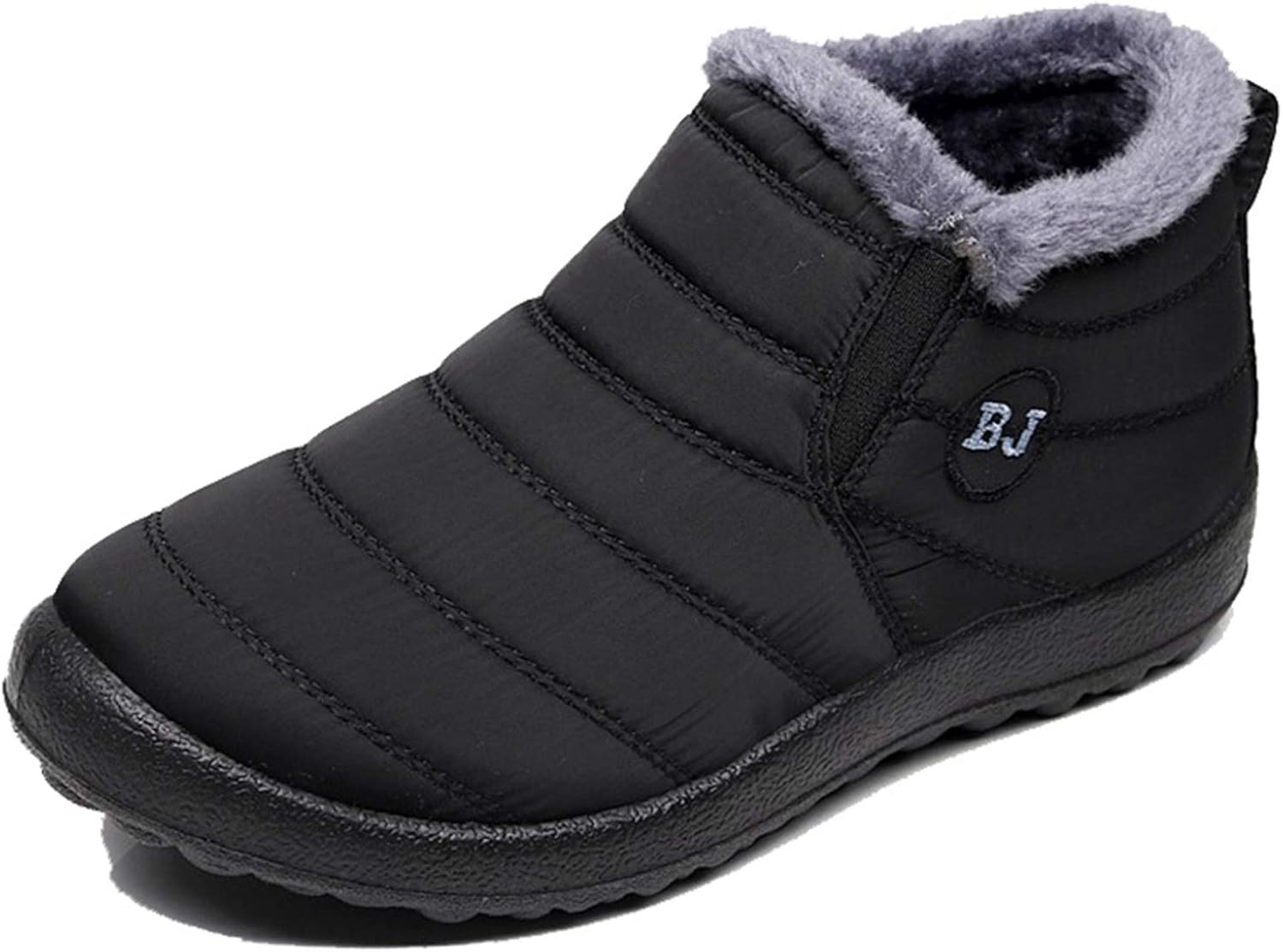 Men Warm Boots Winter Durable Slip On Shoes Faux Fur Lined Leisure and ...