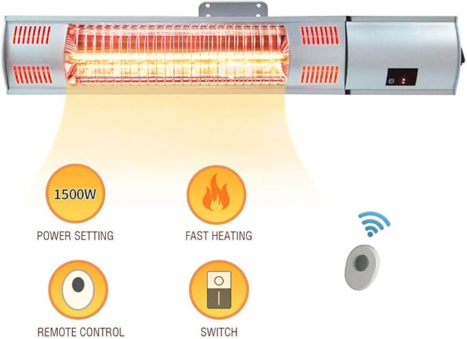 Instant Warm Wall Mounted Infrared Electic Patio Heater with Remote ...