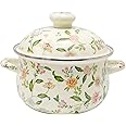 Amazon.com: Enamel Pot With Lid for Cooking, Green Floral Enamel Stock ...