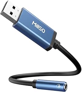 Amazon.com: MillSO USB to 3.5mm Audio Jack Adapter, Sapphire Blue TRRS USB to AUX Audio Jack ...