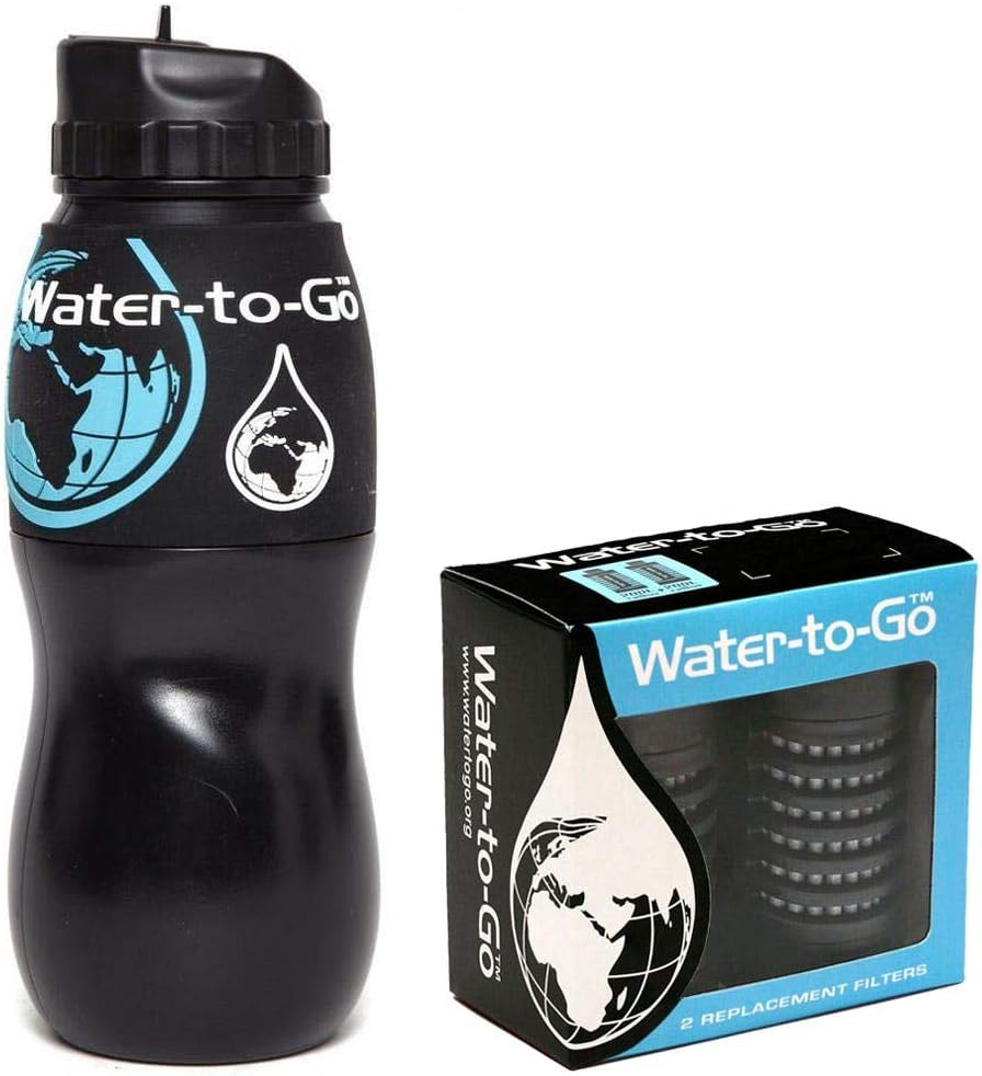 Water-to-Go 75cl Water Bottle In Black With A Black Sleeve + 2 Extra ...