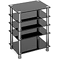 Amazon.com: Audio-Video Media Stand with 5-Tier Tempered Glass Shelves ...