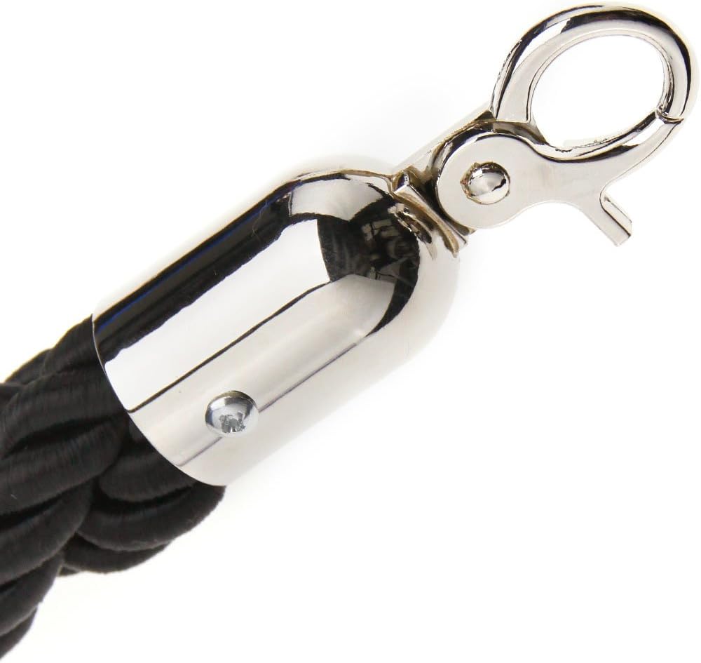 Black Twisted Barrier 1.5M Rope Queue Divider Crowd Control Stanchion ...