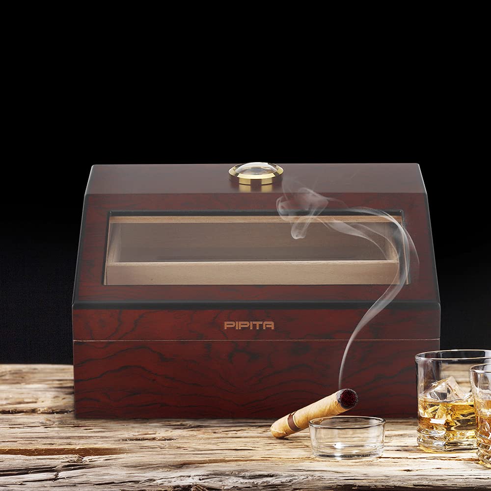 Mua PIPITA Cigar Humidor Desktop Glasstop Wooden Box Travel Humidor for ...