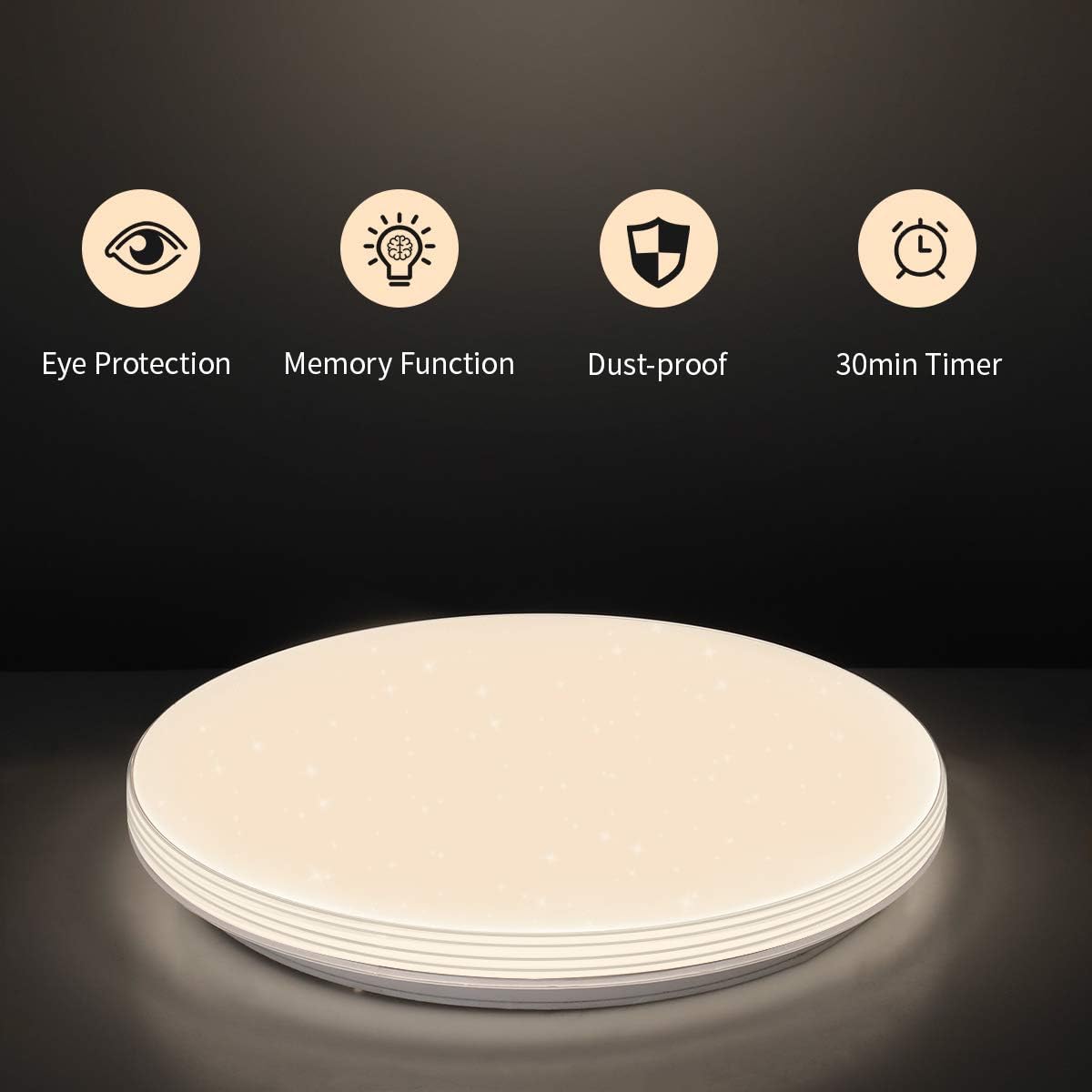 24W LED Ceiling Light Dimmable with Remote Control, 3000-6500K Ceiling ...