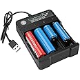 Amazon.com: 18650 Battery Charger 4-Bay 5V 2A for Rechargeable Batteries 3.7V Li-ion TR IMR ...