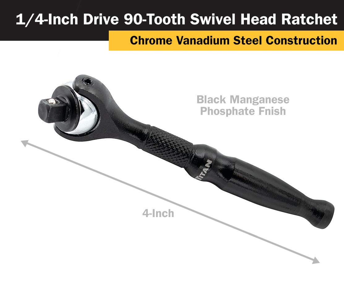 Mua Titan 11313 1/4-Inch Drive x 4-Inch 90-Tooth Swivel Head Micro ...