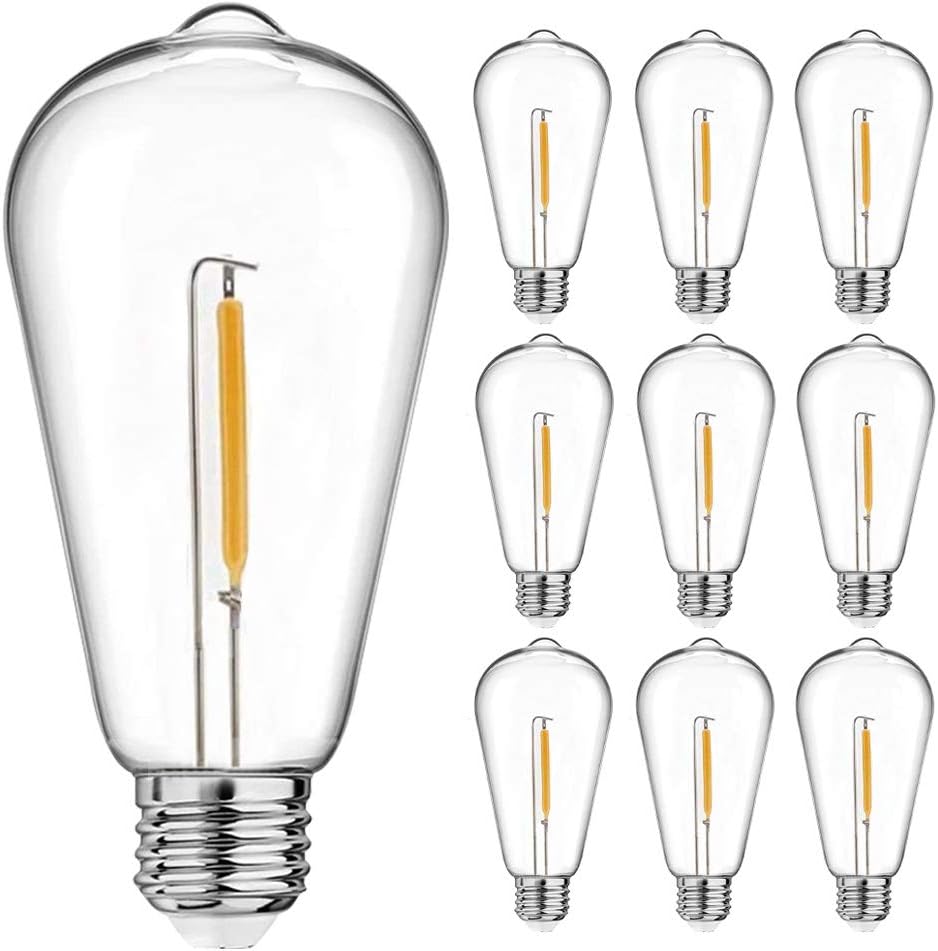 Romasaty 10-Pack LED Light Bulbs, 0.6Watt C9/E17 Screw Base ST40 ...